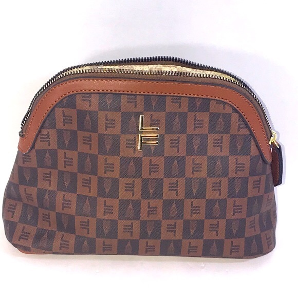 London Fog | Bags | Nwot London Fog Ellie Monogram Brown Leather Clutch ...